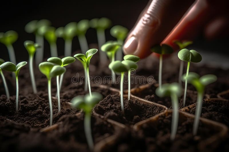 Growing Green Plants in Germinate from Seed, Stock Illustration ...