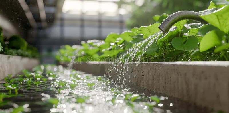 Growing Green Plants in Hydroponics with Water Flow Stock Image - Image ...