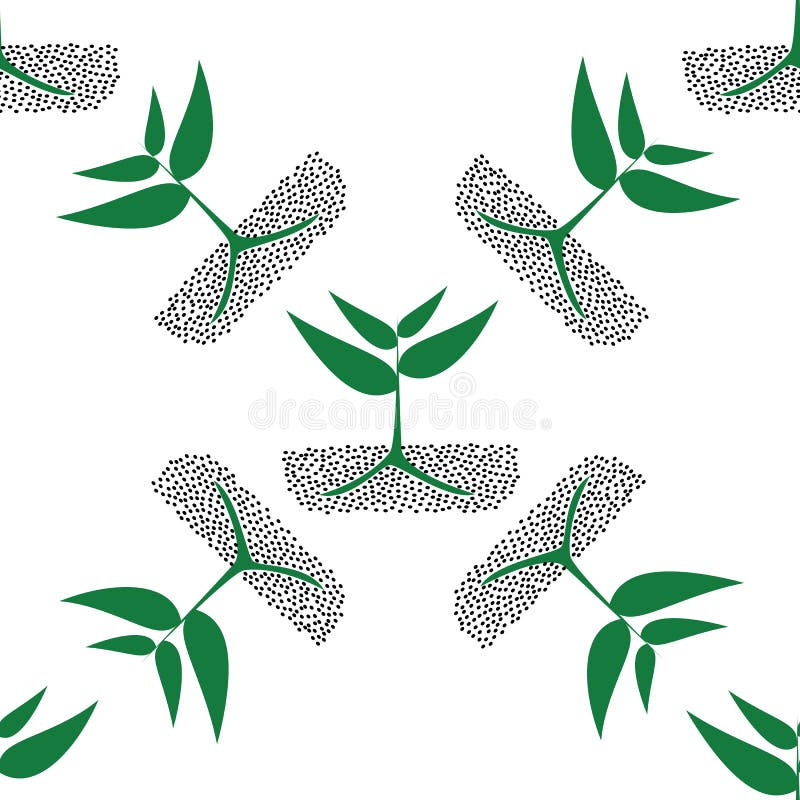 Growing Green Plants in Soil, Seamless Pattern. Stock Illustration ...