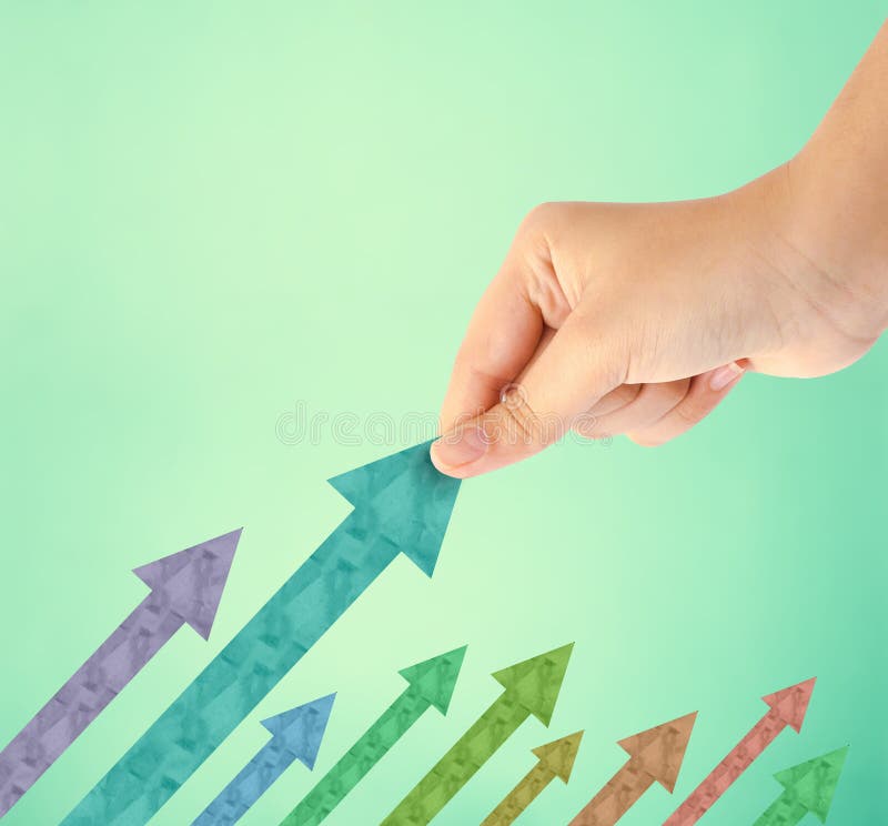 Growing Growth Concept. Hand Holding Arrow Graph Corporate Future ...