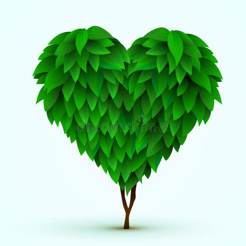 Growing Heart Symbol Made of Leaves. Ecological Concept Stock Vector ...