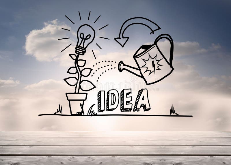 Growing Idea Graphic in Sky Stock Illustration - Illustration of bulb ...