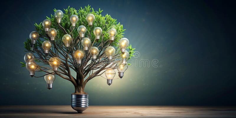 Growing Ideas Lightbulb Tree Concept Creative AI Stock Illustration ...