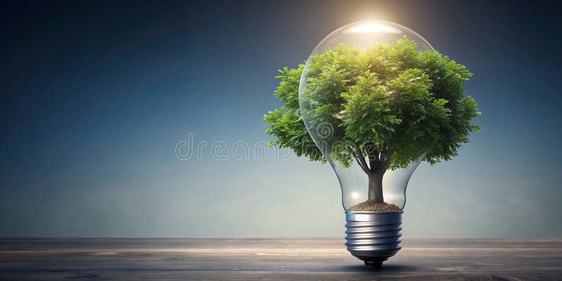 Growing Ideas Lightbulb Tree Concept Creative AI Stock Illustration ...