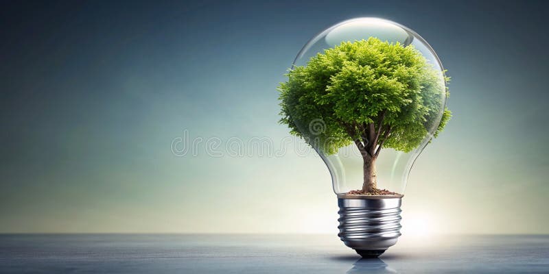 Growing Ideas Lightbulb Tree Concept Generative AI Stock Illustration ...