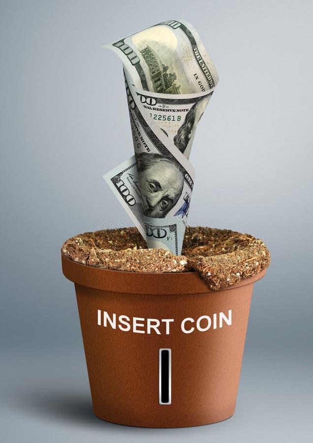 Growing Investment Concept, Money Growth in Pot Stock Illustration ...