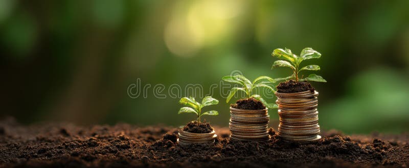 The Growing Investment of Plants on Stacked Coins in Nature.AI ...