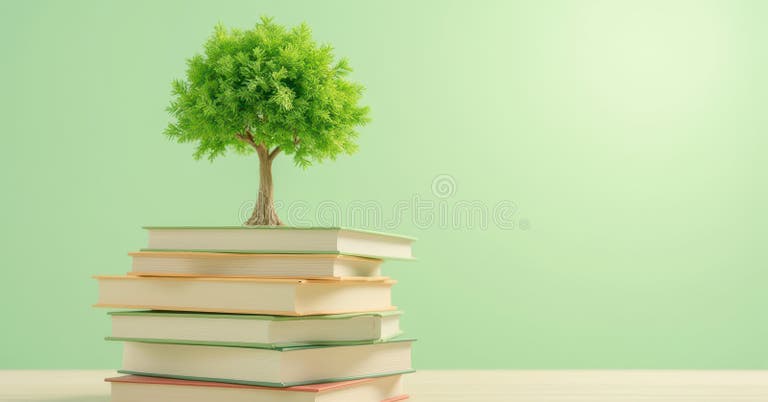 Growing Knowledge Books and Tree Study Room Educational Concept Stock ...