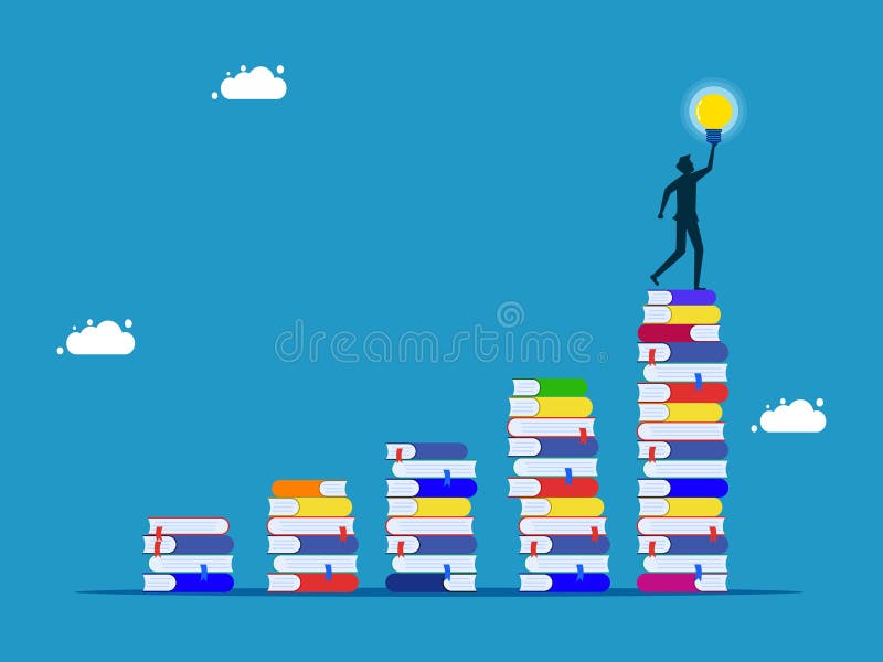 Growing Knowledge or Learning Hierarchy. Man Holding a Light Bulb on a ...