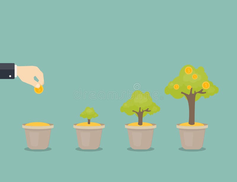 Growing money tree. stock vector. Illustration of concept - 106970662