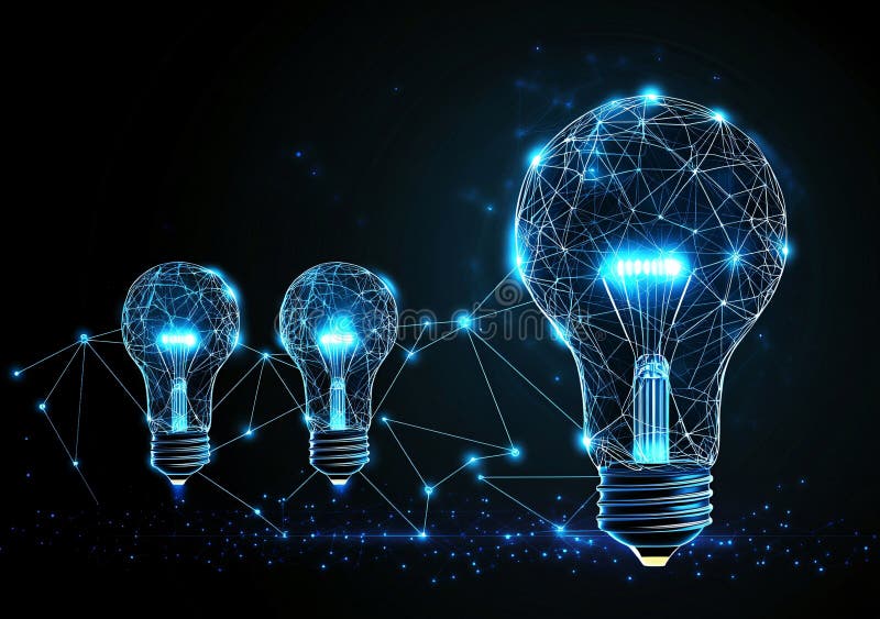 Growing Network of Ideas- Connected Lightbulbs High Quality Image Stock ...