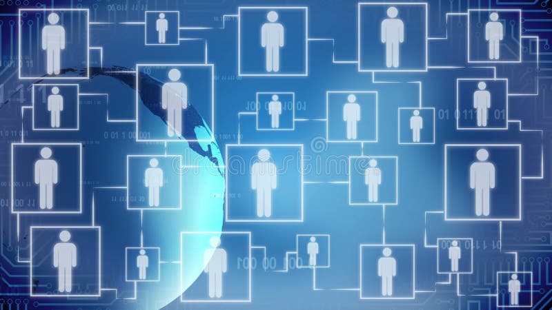 Growing Number of Social Network Users, Earth Globe Spinning on Blue ...