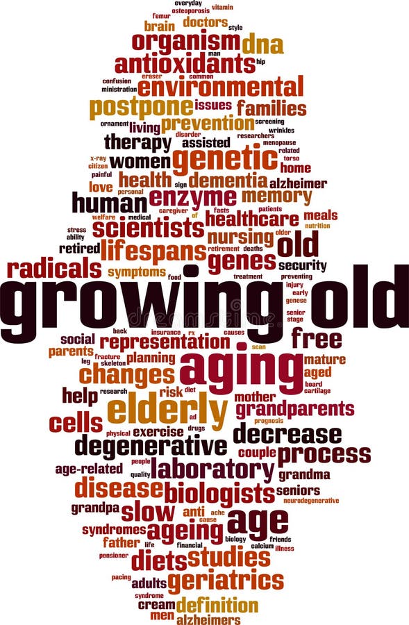 Growing old word cloud stock vector. Illustration of degenerative ...