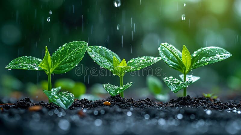Growing plant stock illustration. Illustration of rain - 304089520