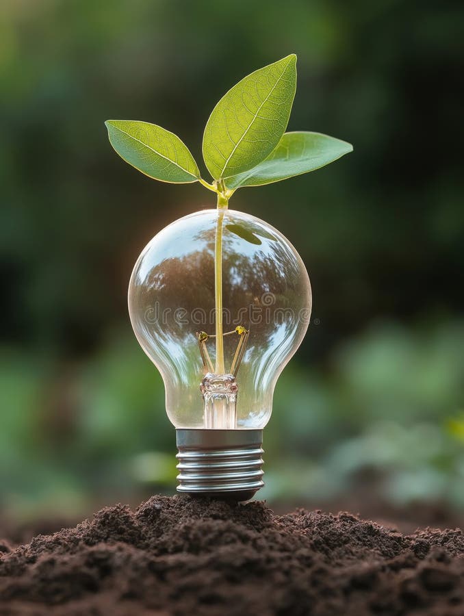 Growing Plant Inside Light Bulb Symbolizing Eco-friendly Innovation and ...