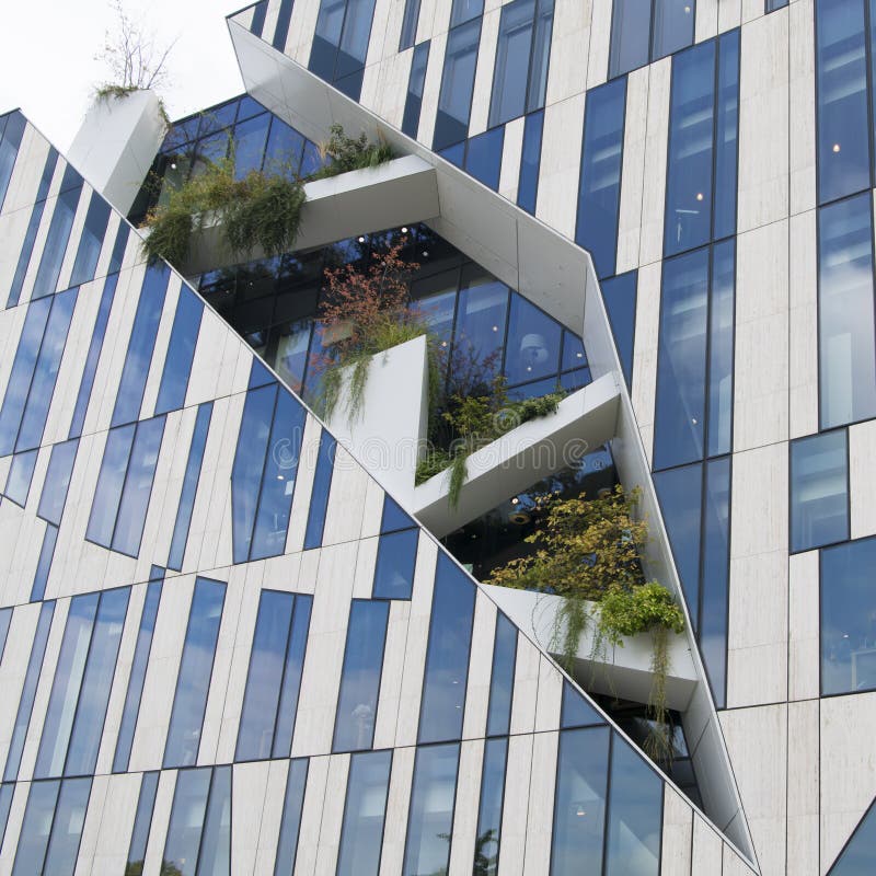 Growing Plants on Modern Building, Dusseldorf Editorial Photo - Image ...