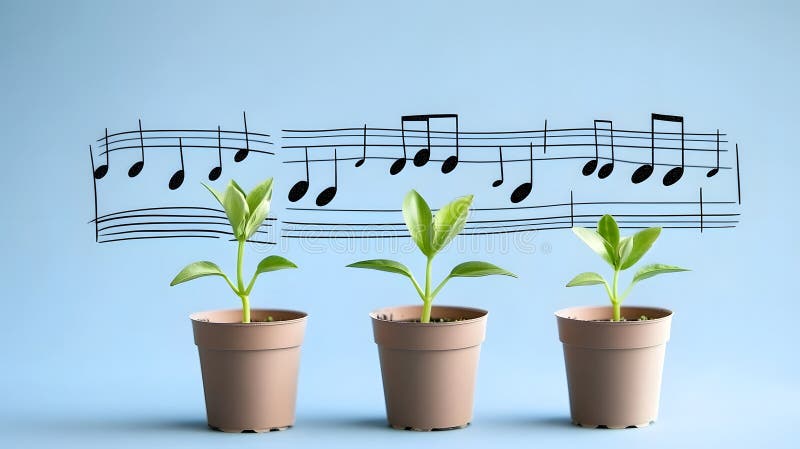 Growing Plants Music Notes Background Concept Stock Photo Stock ...