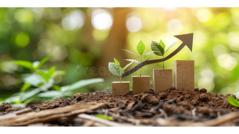 Growing Plants in Soil on Upward Trend, Representing a Sustainable ...