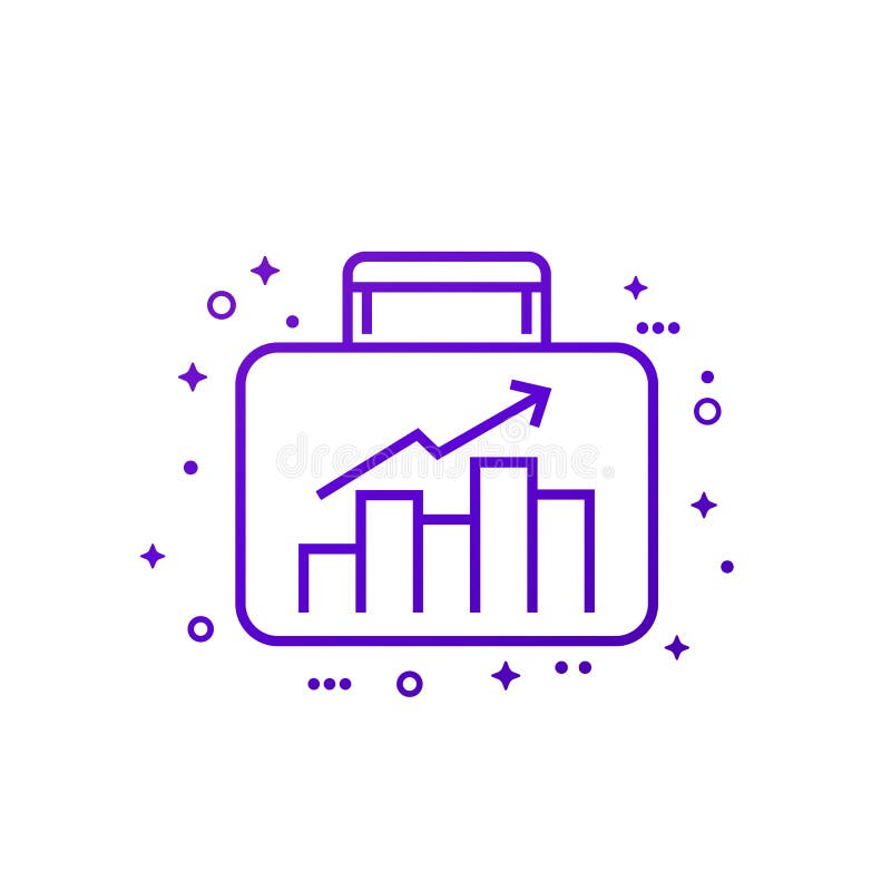 Growing Portfolio Line Icon on White Stock Vector - Illustration of ...