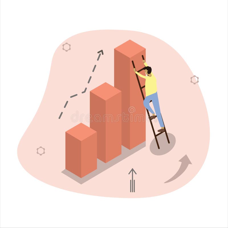 Growing Positive Statistics. Representation of a Man Climbing To the ...