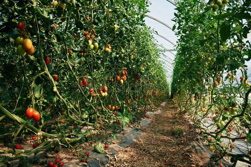 Growing Process. Garden with Fresh Tomatoes at Daytime Stock Image ...