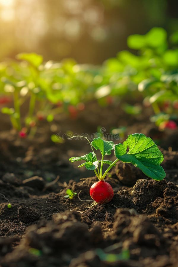 Growing Radish on the Farm in the Garden Stock Photo - Image of ...