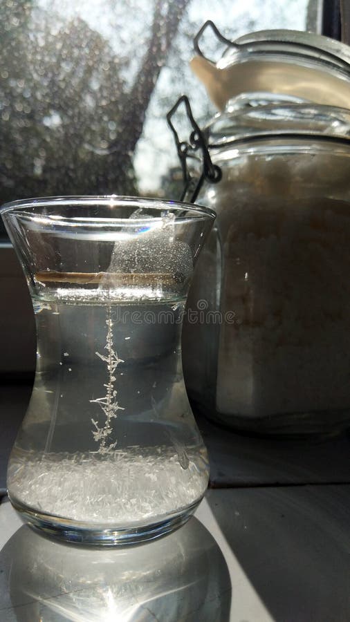 Growing Salt Crystal Picture on a Window Stock Photo - Image of brine ...