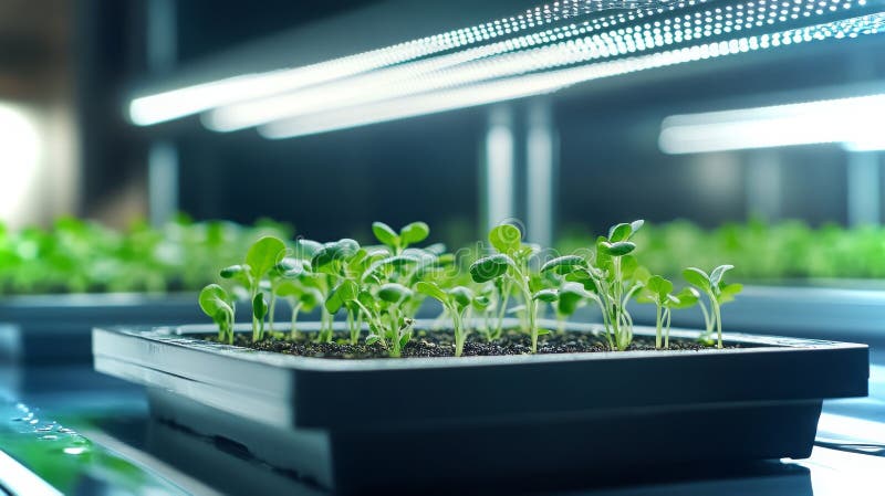 Growing Seedlings in a Modern Indoor Agriculture Setting with Bright ...