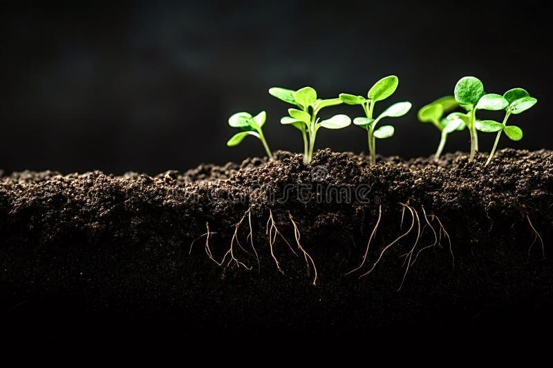 Growing Seedlings Showing Root Structure in Fertile Soil Stock Image ...
