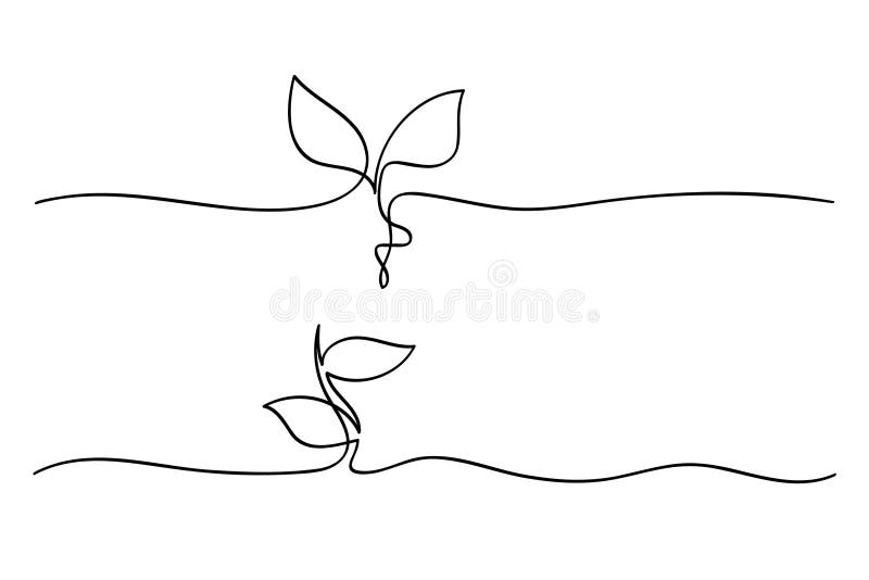 Growing Sprout One Line Art Collection. Hand Drawn Vector Illustration ...