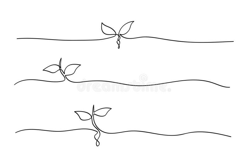 Growing Sprout One Line Art Collection. Vector Illustration Stock ...
