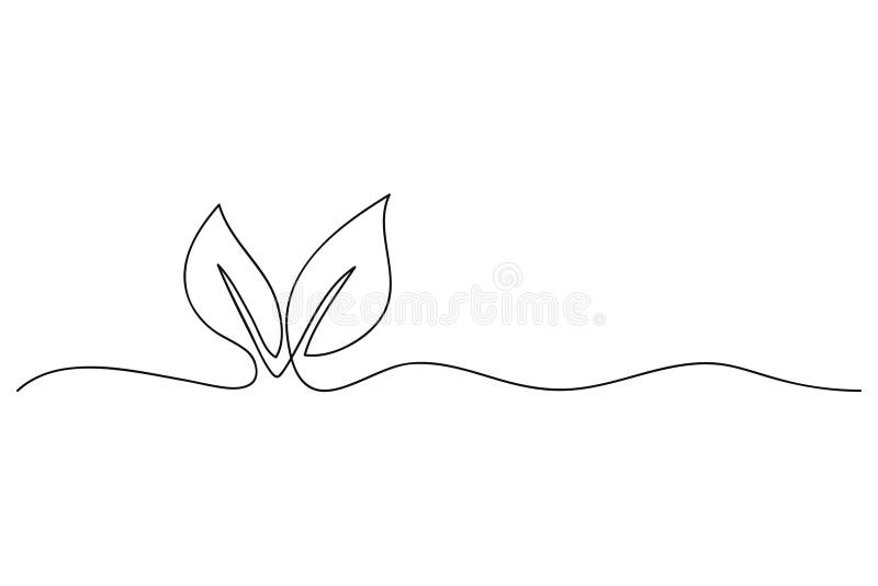 Growing Sprout One Line Art . Hand Drawn Vector Illustration Stock ...