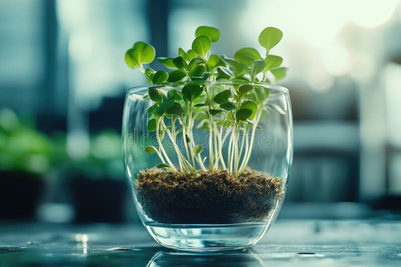 Growing Sprouts in a Clear Glass Bowl Stock Photo - Image of nurturing ...