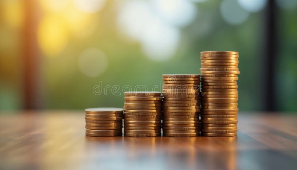 Growing Stack of Coins Representing Financial Growth Stock Illustration ...