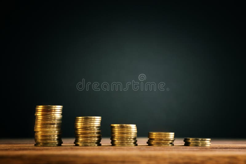Growing Stack of Coins on Wooden Table. Financial Success and ...