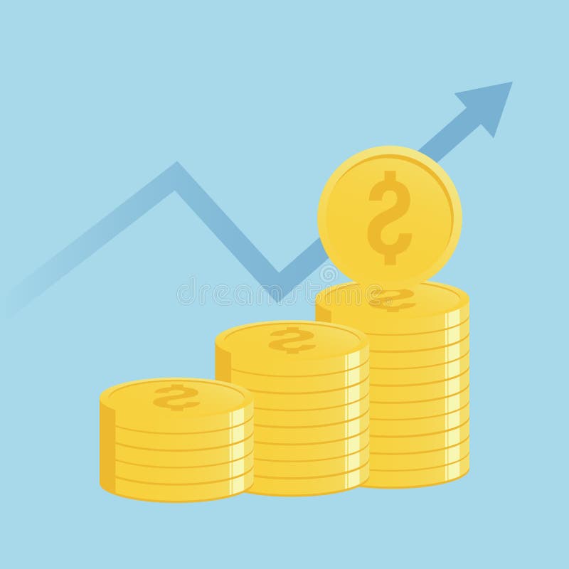 Growing Stack of Dollar Coins Economics Concept Vector Illustration ...