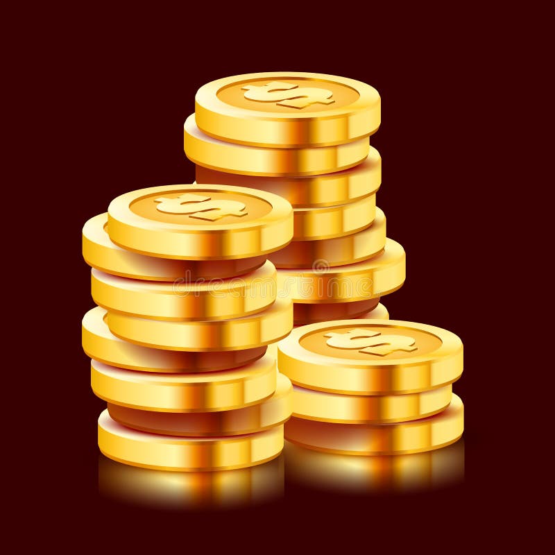 Growing Stack of Golden Dollar Coins with Rising Arrow Isolated on ...