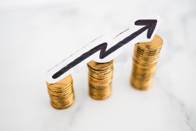Growing Stacks of Coins with Arrow Pointing Upward, Increasing Your ...
