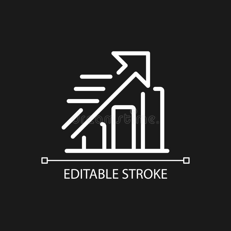 Growing Statistics Pixel Perfect White Linear Icon for Dark Theme Stock ...