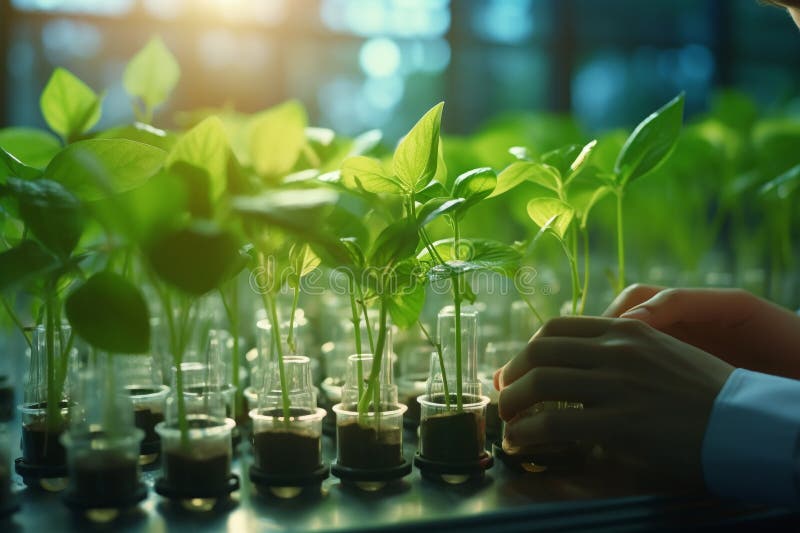 Growing and Studying Plants in Laboratory. Generative AI Stock ...