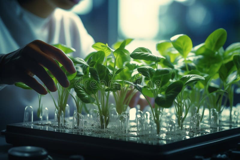 Growing and Studying Plants in Laboratory. Generative AI Stock ...