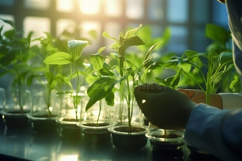 Growing and Studying Plants in Laboratory. Generative AI Stock ...