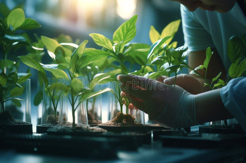 Growing and Studying Plants in Laboratory. Generative AI Stock ...