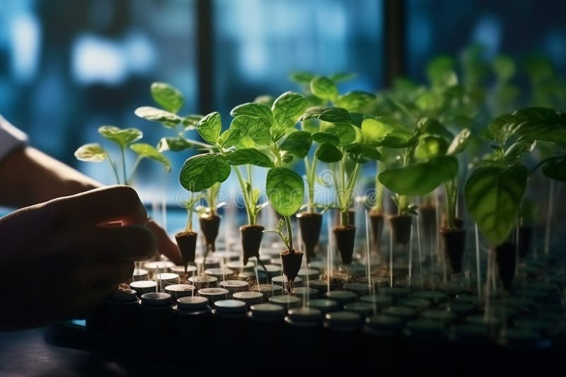 Growing and Studying Plants in Laboratory. Generative AI Stock ...