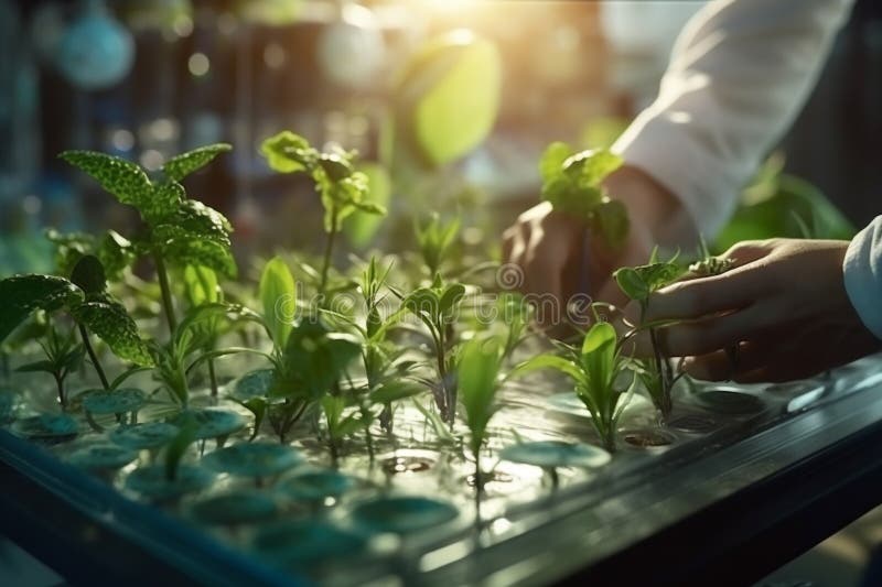 Growing and Studying Plants in Laboratory. Generative AI Stock ...