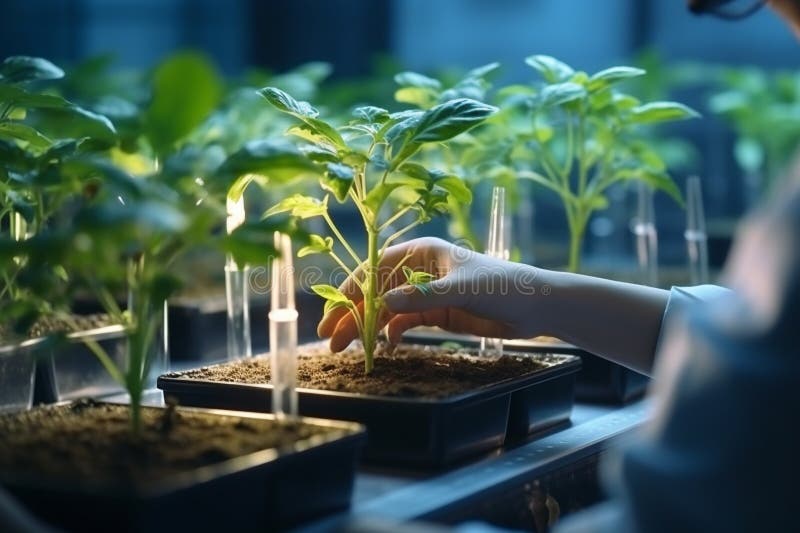 Growing and Studying Plants in Laboratory. Generative AI Stock ...