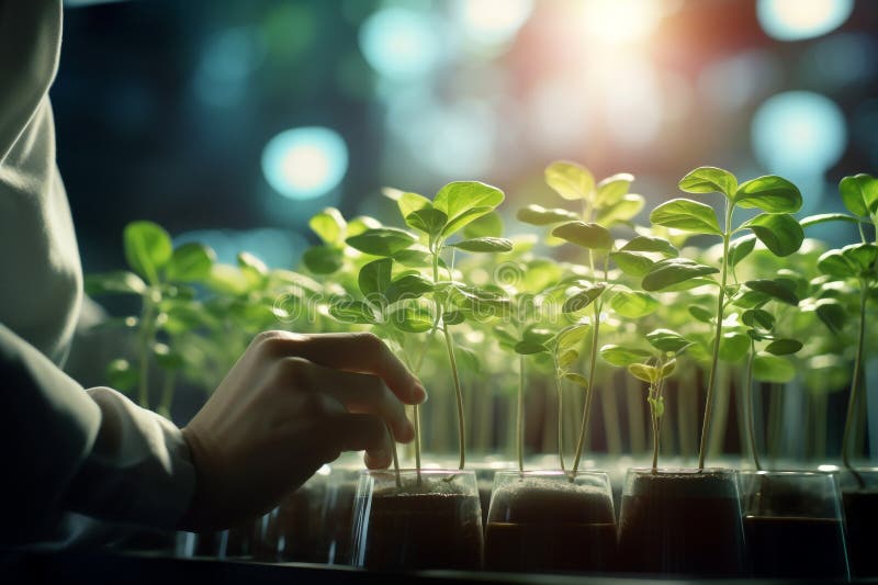 Growing and Studying Plants in Laboratory. Generative AI Stock ...
