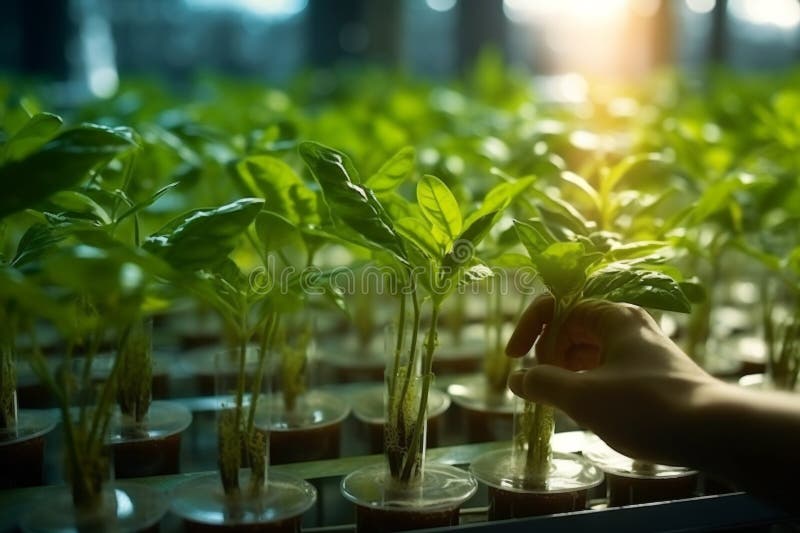 Growing and Studying Plants in Laboratory. Generative AI Stock ...