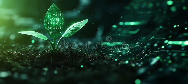 Growing Technology Sustainable Future Green Plant Stock Illustration ...