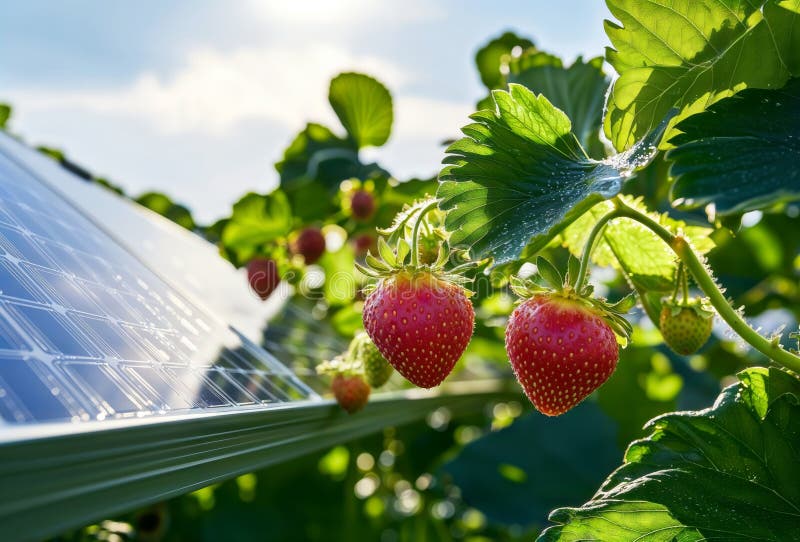 Growing Together: Strawberries Thrive Under Solar Panels, Generative Ai ...